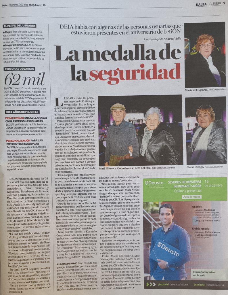 AFA Bizkaia galardonada por su contribución al programa Betion